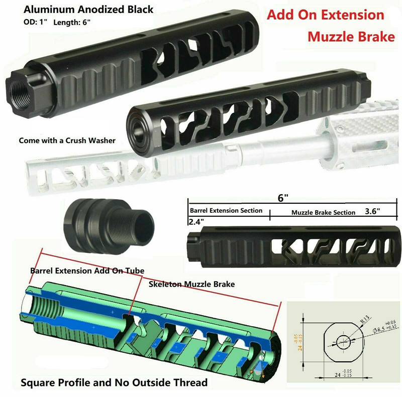 DB TAC Aluminum 1/2''x28 TPI Thread For .223/5.56/9mm Caliber, Square ...